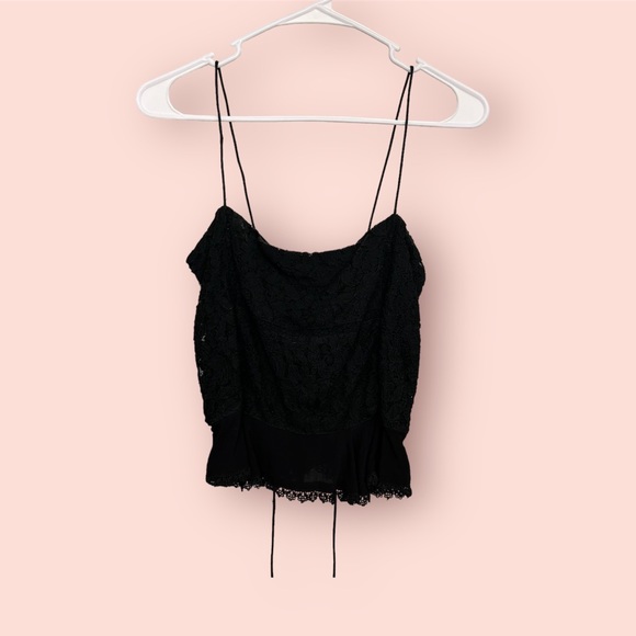 Tops | The Cutest Black Lace Cami With Tie Up Strings | Poshmark